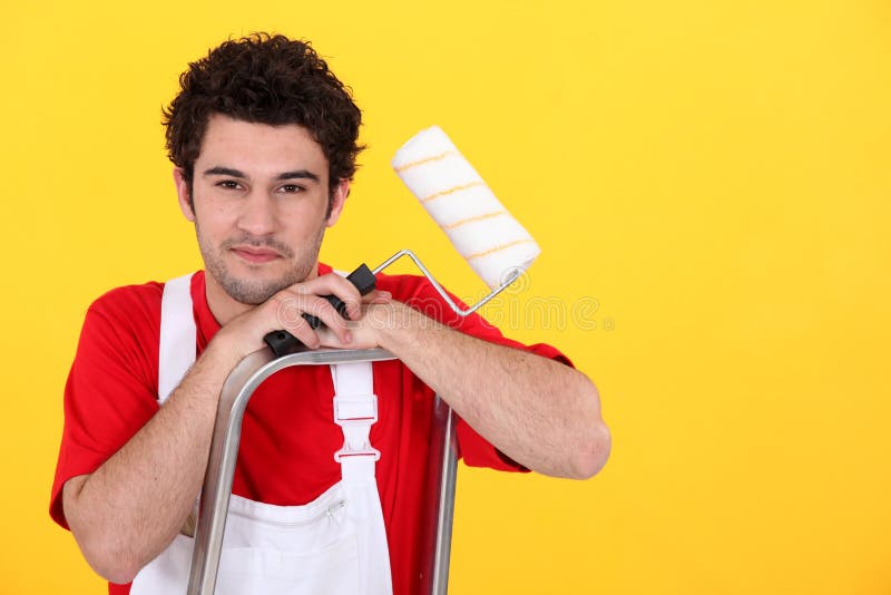 Need a painter stock image. Image of outfit, roller, happy - 28008463