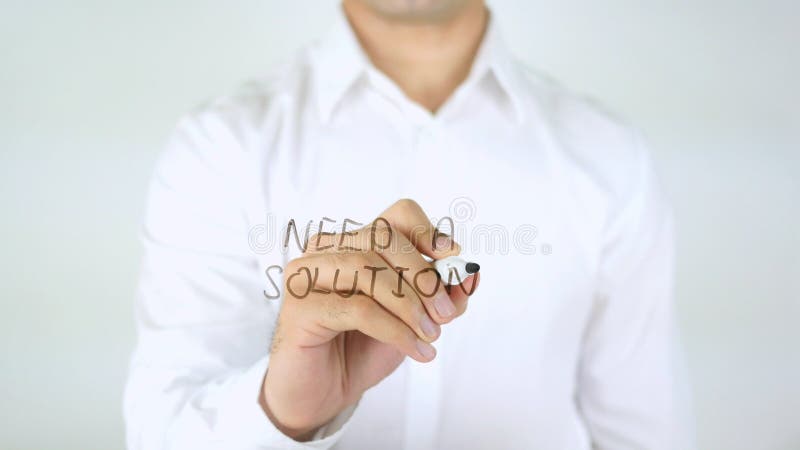 Need a Solution, Man Writing on Glass Stock Image - Image of ...