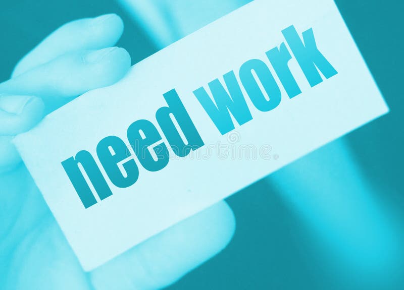 Need Work Text on Card Businessman Holds. Qualified Unemployed ...