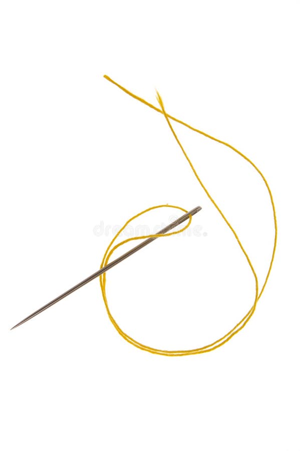 Macro of Needle Eye and Threaded Sewing Stock Image - Image of white ...