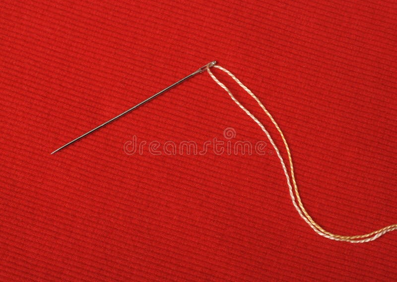 Old Brass Thimble with Needle and Thread Stock Photo - Image of sewing ...