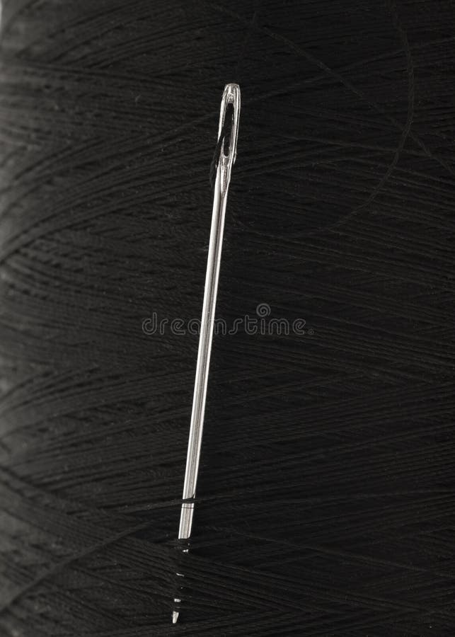 Needle with black thread stock image. Image of thin, repair - 24879309