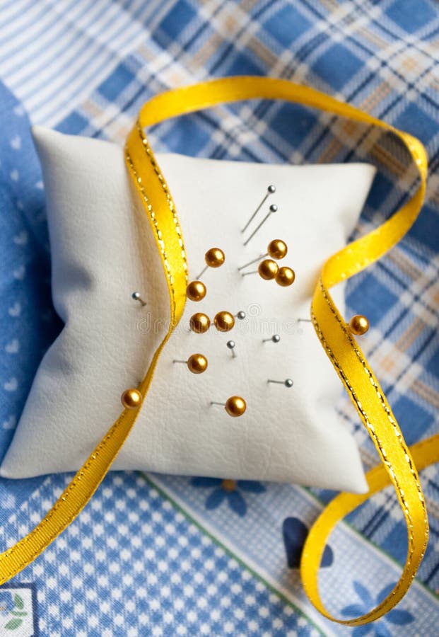 Needle Cushion with Pins in it Stock Photo - Image of housekeeper ...