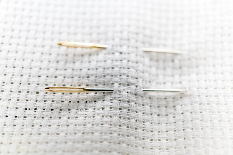Needle on Embroidery Canvas Stock Photo - Image of embroidery, flat ...