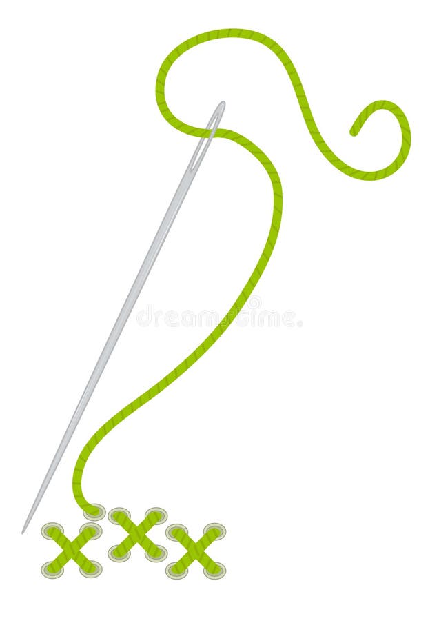 Needle and green thread stock vector. Illustration of tailor - 144775119