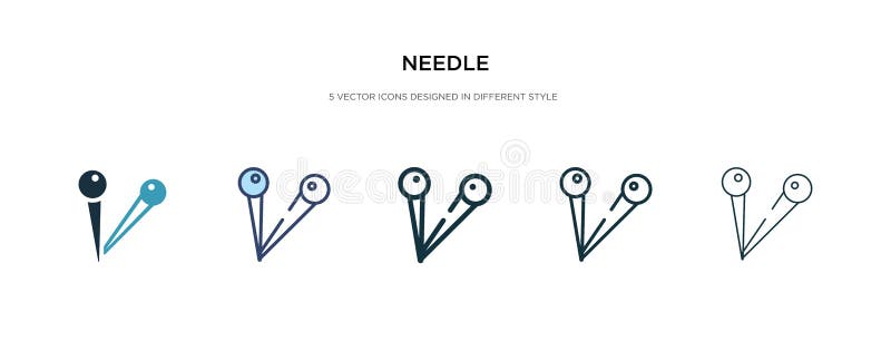 Needle Icon in Different Style Vector Illustration. Two Colored and ...