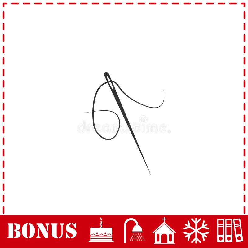 Needle icon flat stock illustration. Illustration of hand - 190469383