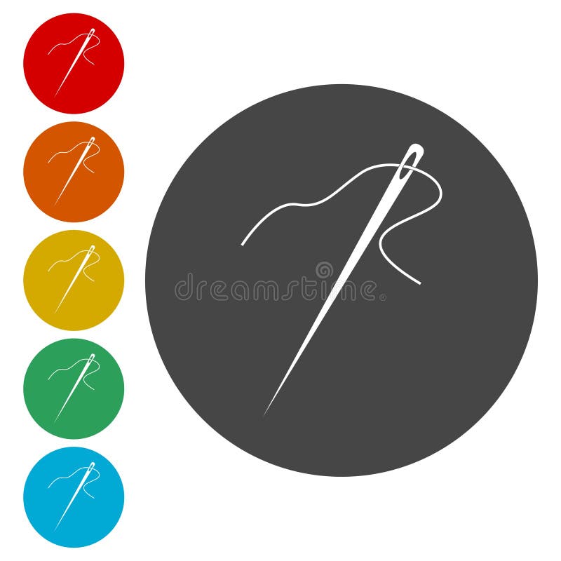 Needle Icon, Thread and Needle Icon, 6 Colors Included Stock ...