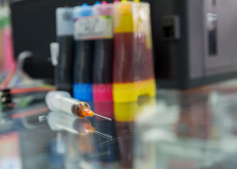 Ink refill set for printer stock photo. Image of injecting - 32818274