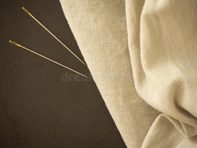 Needle and Natural Linen Texture Background Stock Image - Image of ...