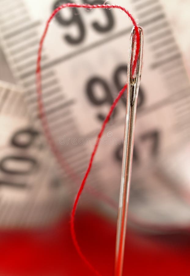 Needle with red thread stock image. Image of craft, slim - 24900391