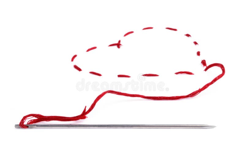 Needle with a Red Thread. Heart Stock Photo - Image of embroidery ...