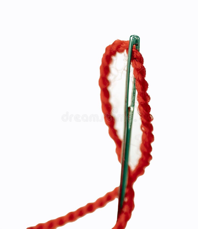 Needle with Red Thread. Macrophoto Stock Image - Image of embroidery ...
