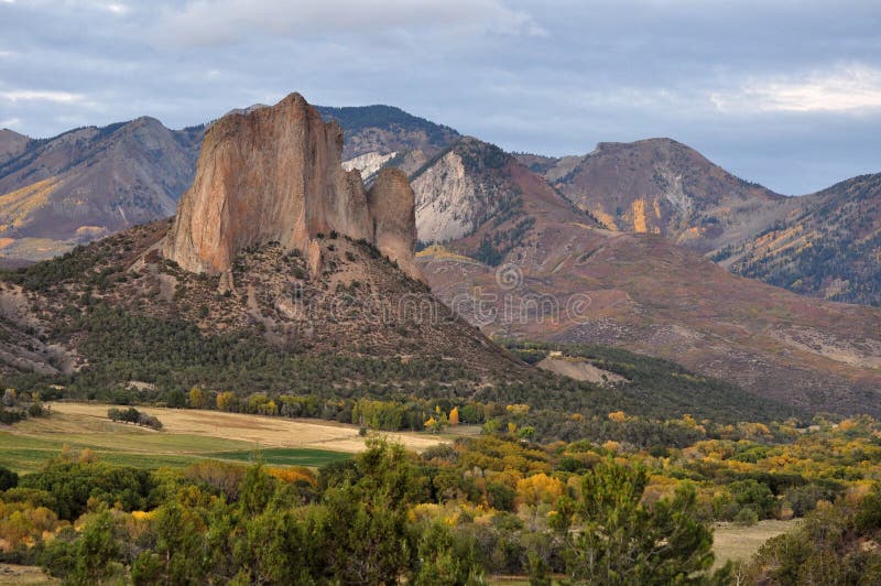 Needle Rock on a Cloudy Autumn Evening Stock Photo - Image of seasons ...