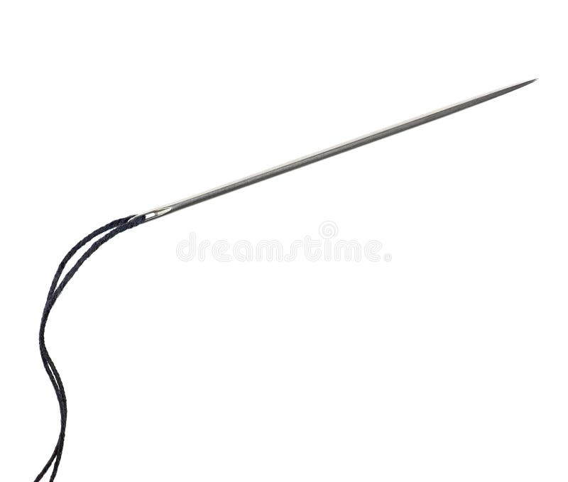 Needle for Sewing, Black Thread, Large Detailed Macro Closeup, Isolated ...