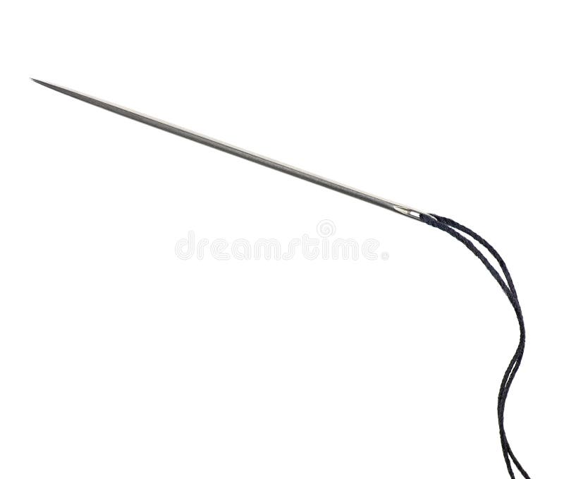 Needle for Sewing, Black Thread, Large Detailed Macro Closeup, Isolated ...