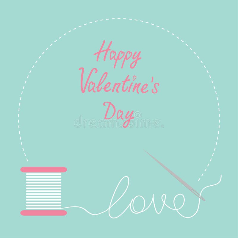 Spool of Thread Round Frame Flat Desigh Love Card Stock Vector ...