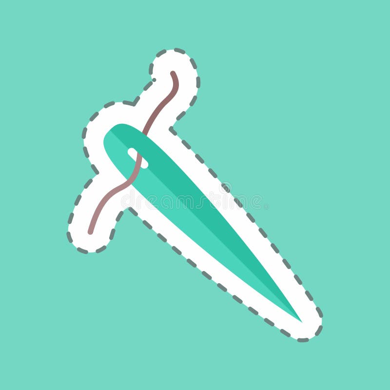 Needle Sticker in Trendy Line Cut Isolated on Blue Background Stock ...