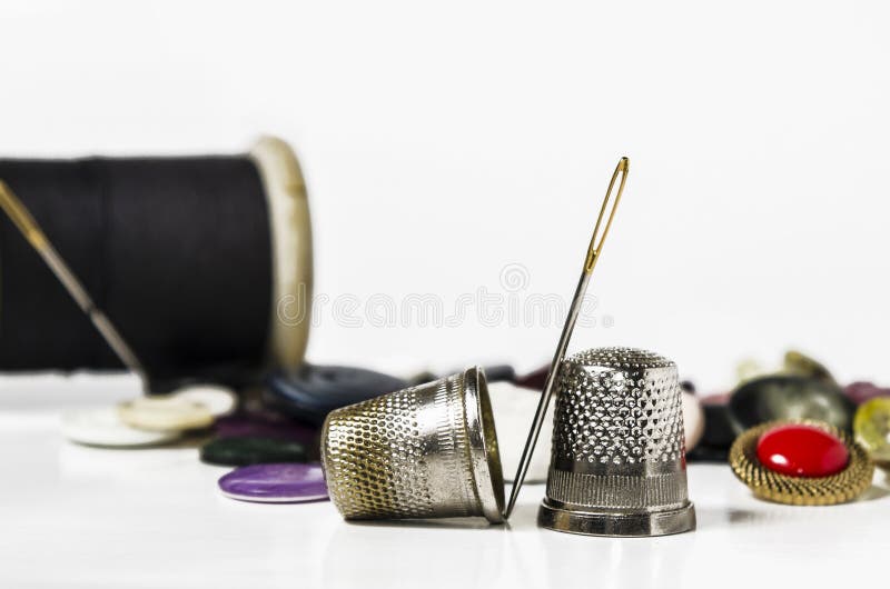 Needle and Thimble. stock image. Image of industry, dress - 25677795