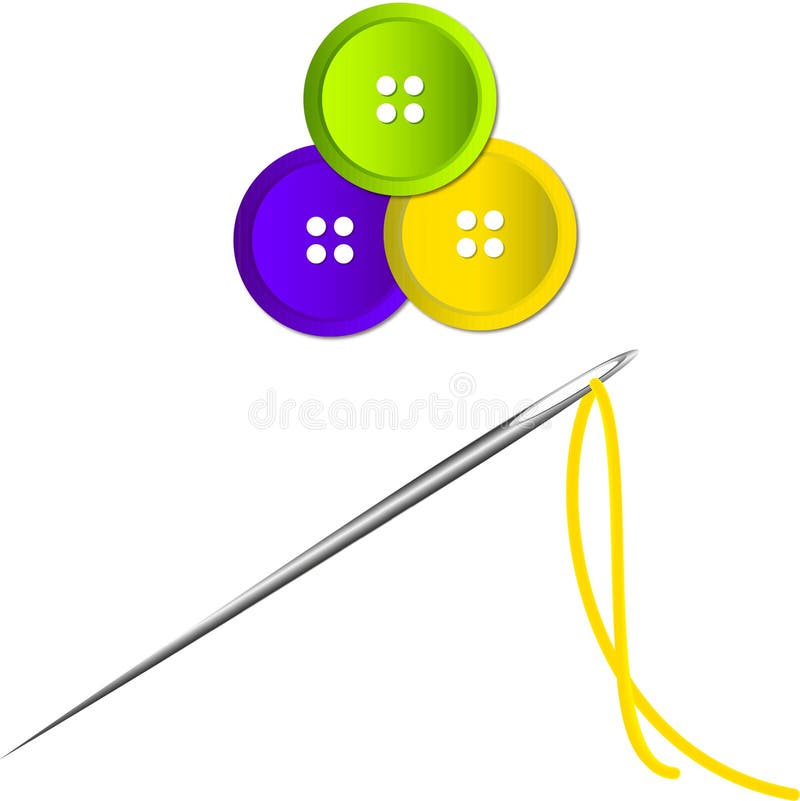 Needle with Thread and Buttons Stock Vector - Illustration of cotton ...
