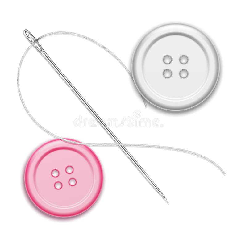 Needle, thread and buttons stock vector. Illustration of isolated ...