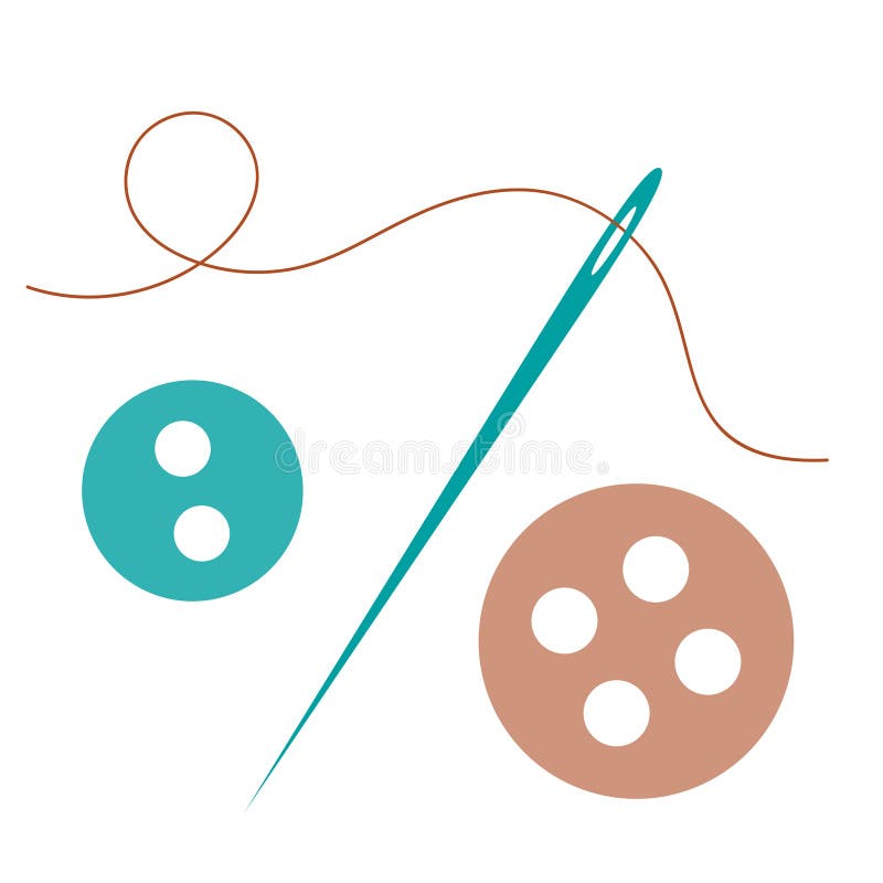 Needle with Thread and Button Stock Vector - Illustration of concept ...