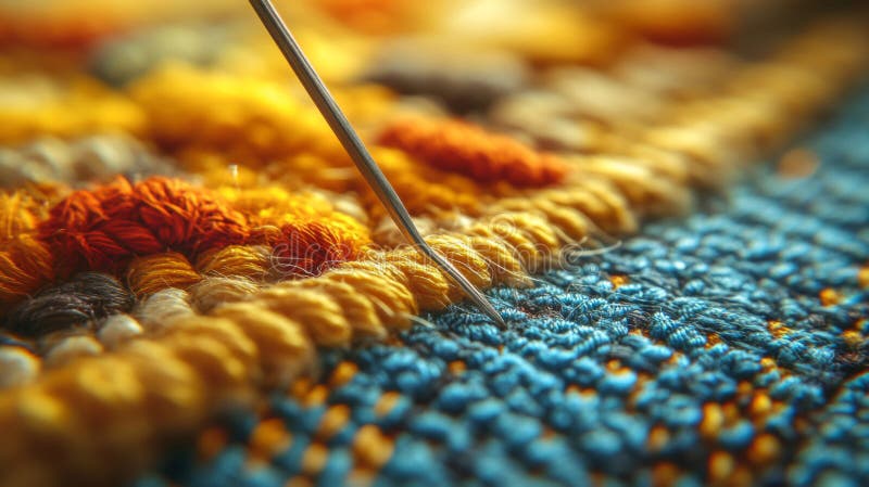 Needle and Thread Create Colorful Embroidery Art Stock Illustration ...