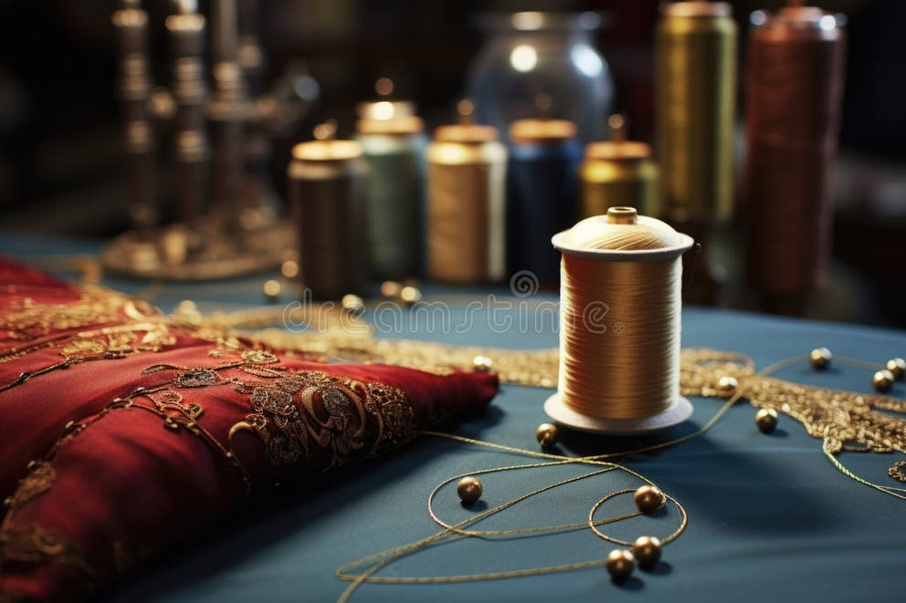 Needle and Thread on a Fashion Designers Table Stock Image - Image of ...