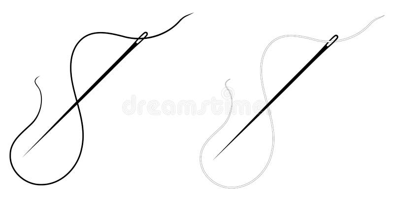 Needle and Thread Icon, Black and White Version. Stock Vector ...