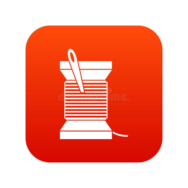 Needle and Thread Icon Digital Red Stock Vector - Illustration of ...