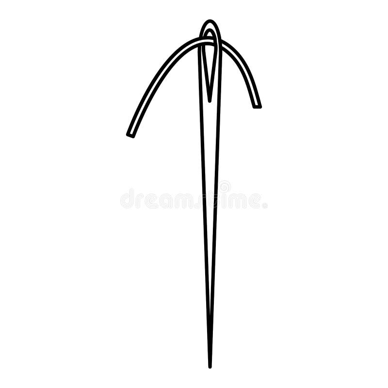Needle with Thread Icon, Outline Style Stock Vector - Illustration of ...