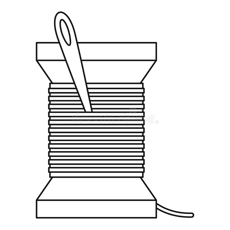 Needle and Thread Icon, Outline Style Stock Illustration - Illustration ...