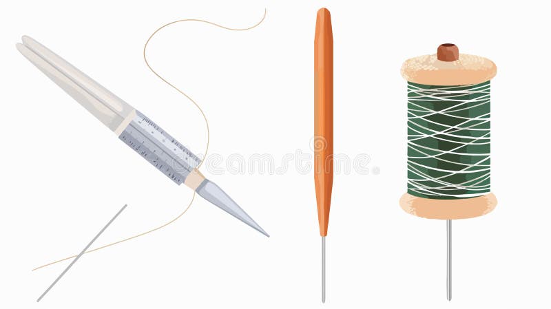 Needle and Thread Isolated on White Set - Fashion Design Accessories ...