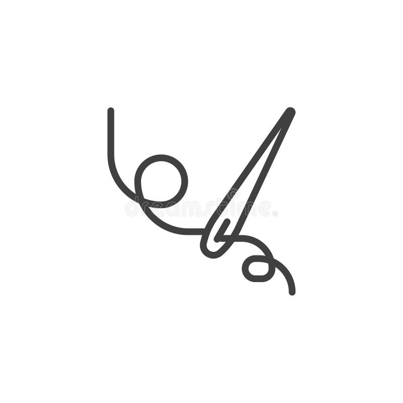 Needle with Thread Line Icon Stock Vector - Illustration of thread ...