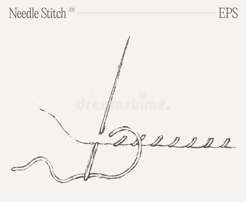 A Needle and Thread in a Minimalist Style. Hand Drawn Vector ...