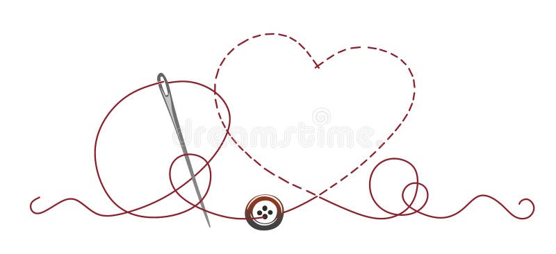Heart with a Needle Thread Icon for Design on White. Vector ...