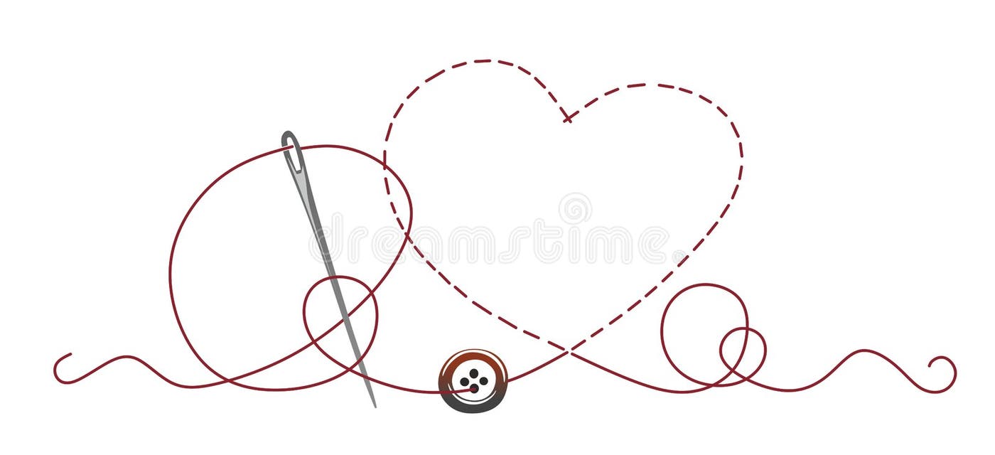 Heart Needle Thread Stock Illustrations – 2,332 Heart Needle Thread ...