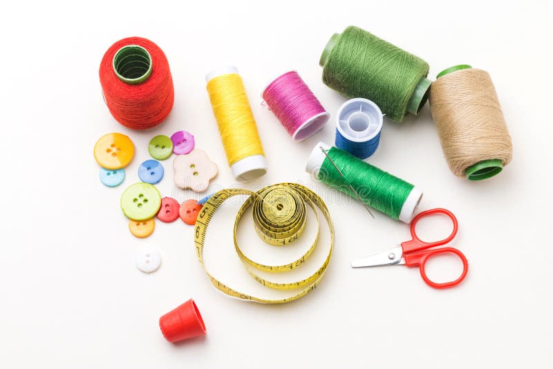 Needle and Thread for Needlework Stock Photo - Image of multicolor ...