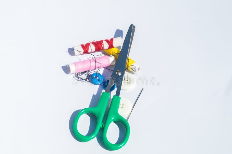 Needle, Thread and Scissors, Sewing Items Stock Photo - Image of design ...