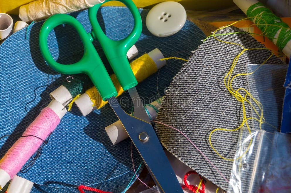 Needle, Thread and Scissors, Sewing Items Stock Image - Image of home ...