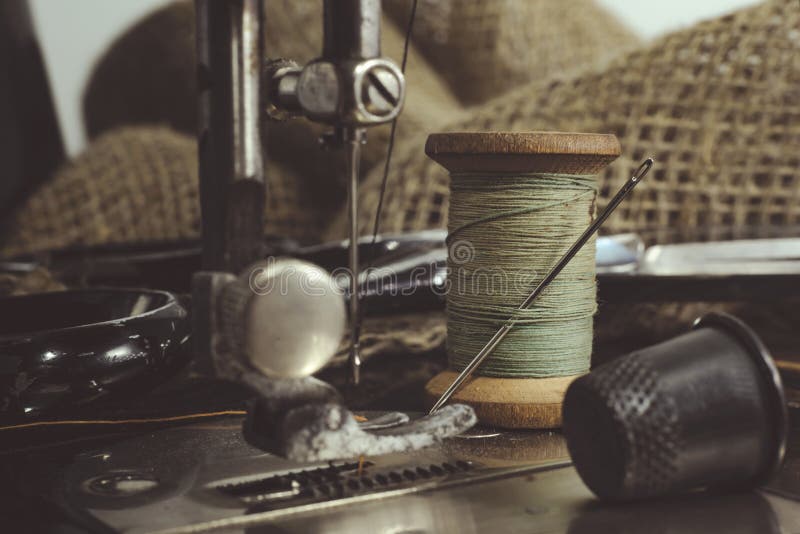 Needle and Thread, Sewing Machine. Tailor`s, Fashion Designer`s, and ...