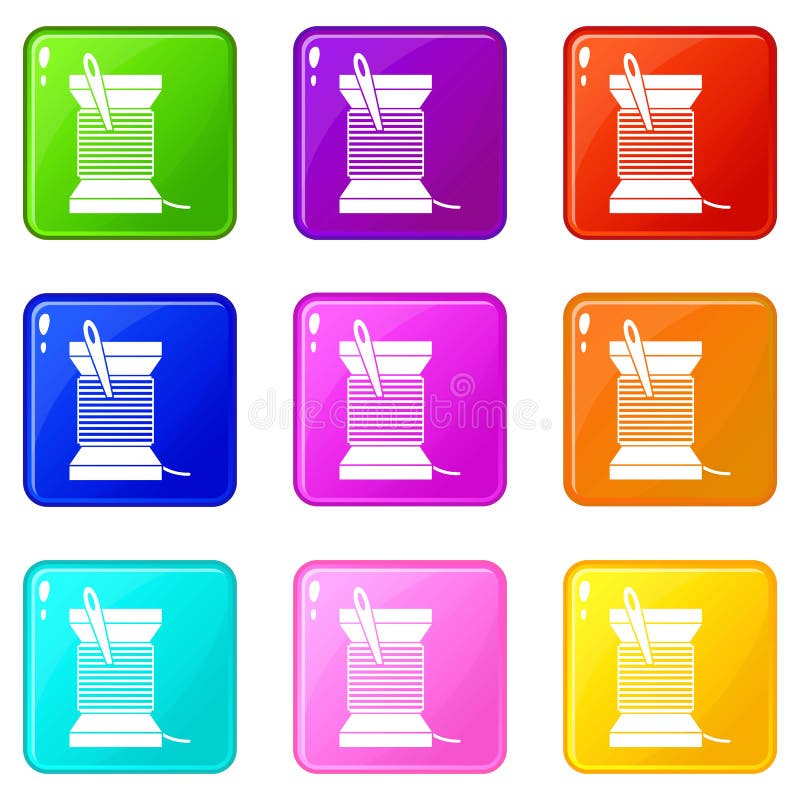 Needle and thread set 9 stock vector. Illustration of design - 96548769