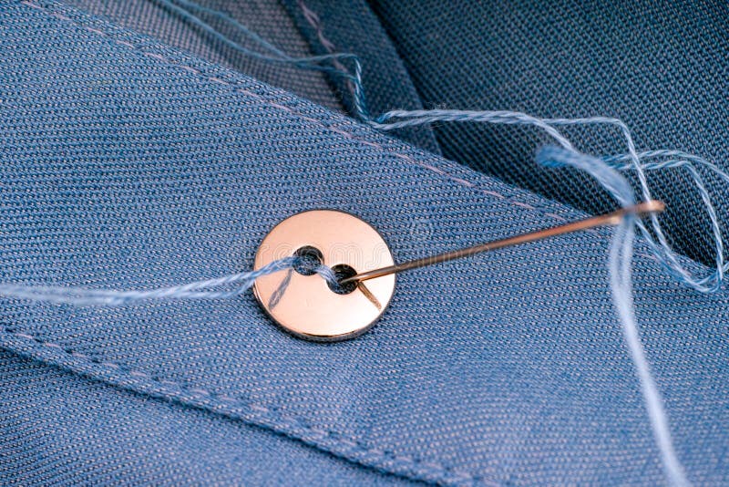 Thread through Sewing Needle Pin Head Stock Photo - Image of threaded ...