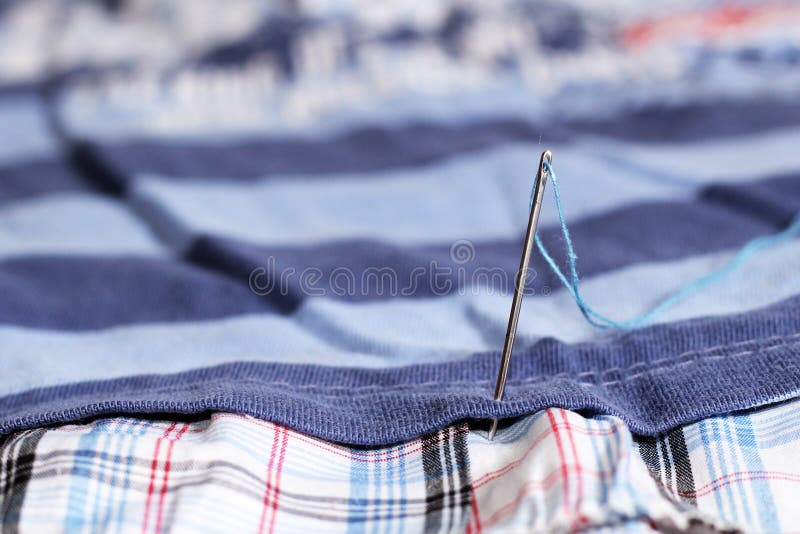 Needle and Thread, Shirt Fabric Stock Image - Image of black, fabric ...