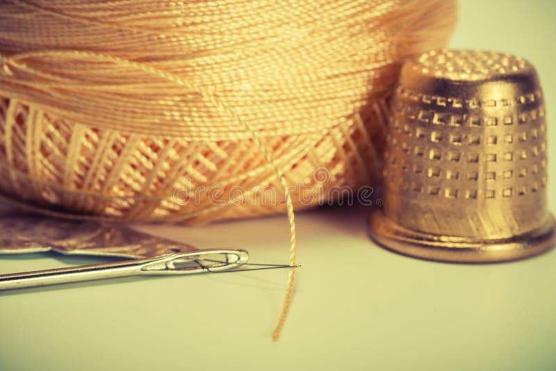 Needle, thread, thimble stock image. Image of equipment - 35686697