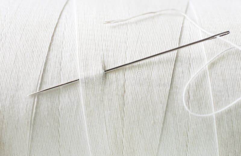 Needle and White Yarn Background Object Stock Photo - Image of needle ...