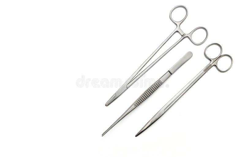 Needleholder Forceps and Surgical Scissors on a White Background Stock ...