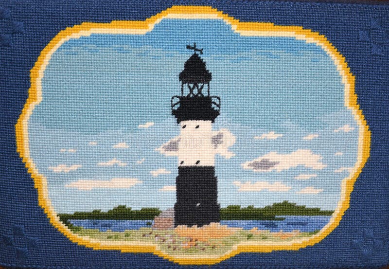 A Needlepoint Design of a Lighthouse. Stock Image - Image of nautical ...