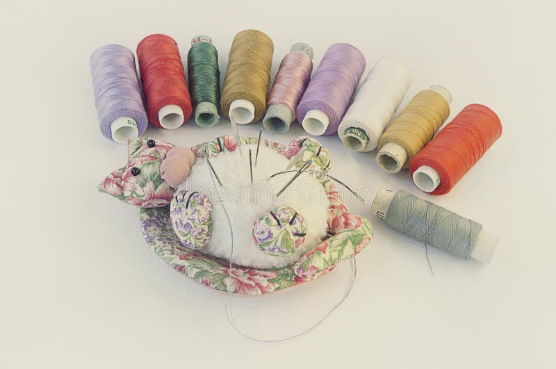 Needles and threads. stock photo. Image of button, thread - 79214472