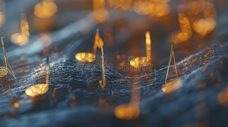 Needles and Threads Forming a Symphony of Music Notes Closeup Creative ...